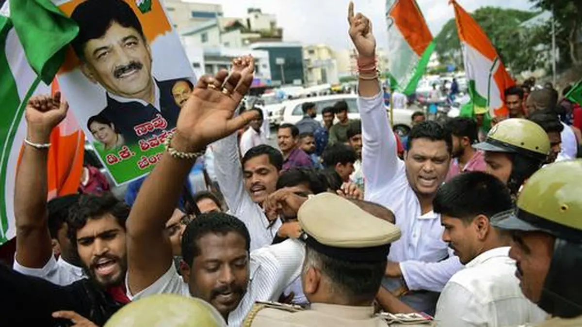 Congress workers in Karnataka protest D.K. Shivakumar’s arrest - Frontline